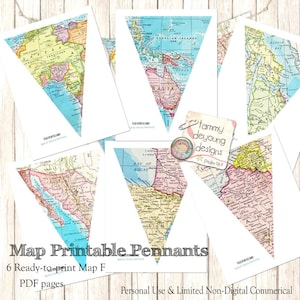 Map Banner Bunting *map Party Pennant Flags* Printable Map Garland ...