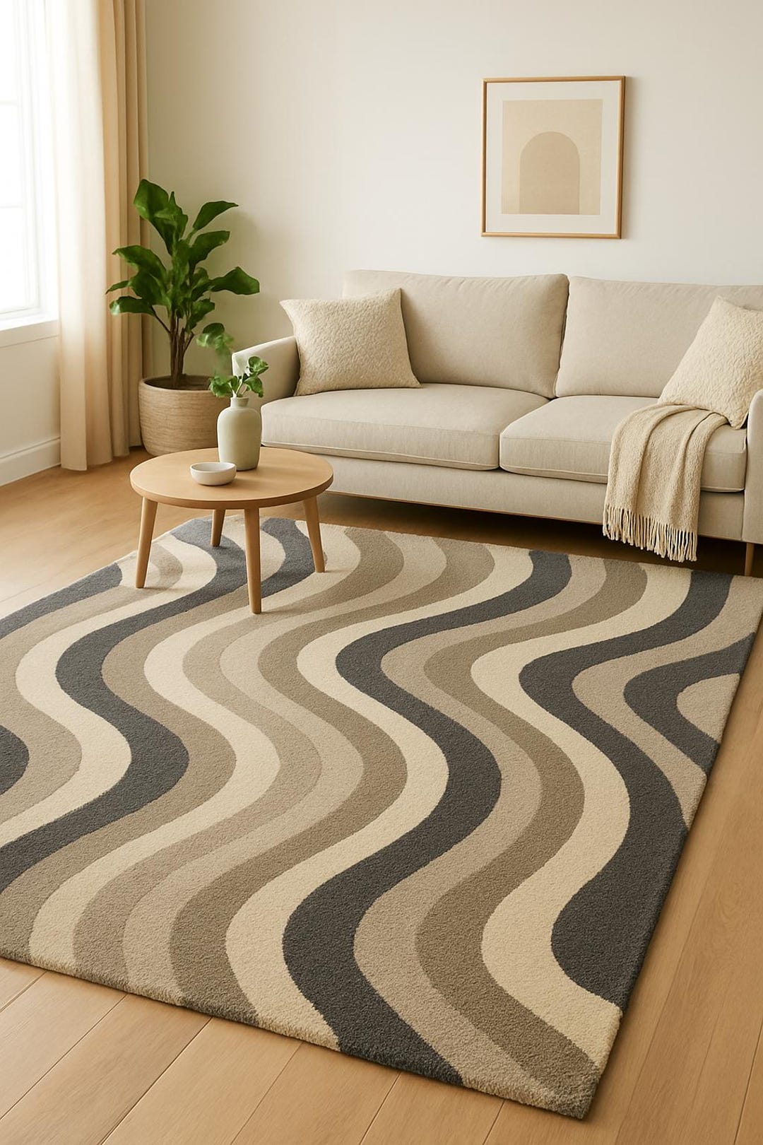 Handmade Wave Pattern Carpet, Modern Minimalist Rug - Etsy