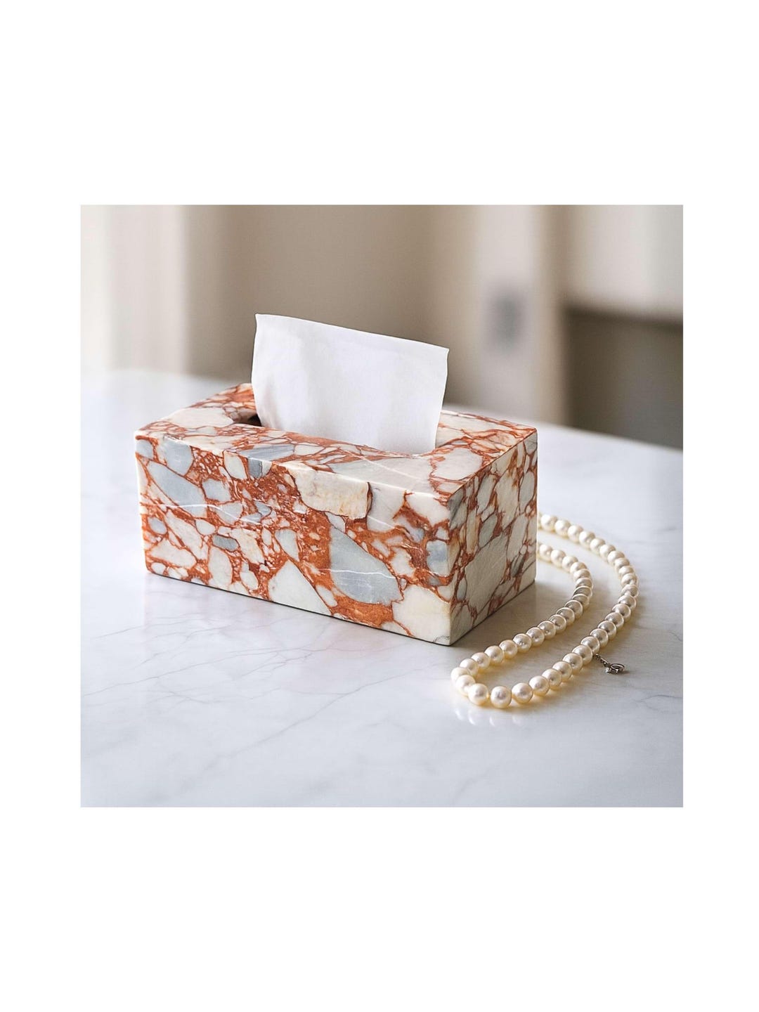 Marble Tissue Box Cover – Luxury Stone Dispenser, Marble Tissue Holder ...