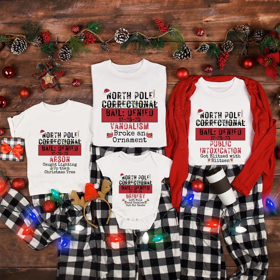 180 Quotes and Custom North Pole Correctional Shirt, Matching Christmas ...