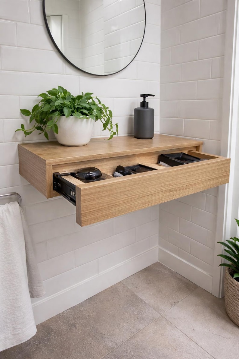 DIY Floating Shelf With Hidden Drawer Plans PDF | Modern Wall Storage ...