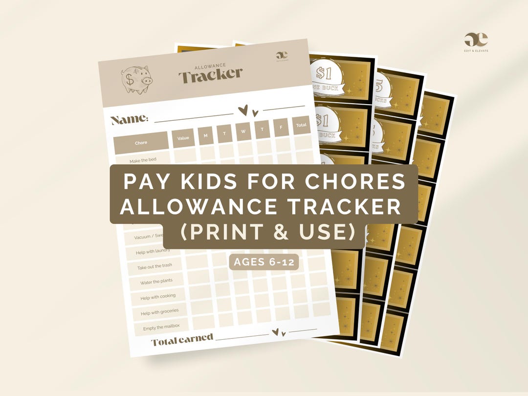 Kids Allowance & Chore Tracker Printable – Pay Kids for Chores (US ...