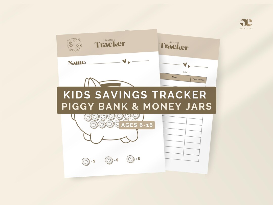Kids Savings Tracker Printable – Piggy Bank & Money Jars (ages 6–16) - Etsy