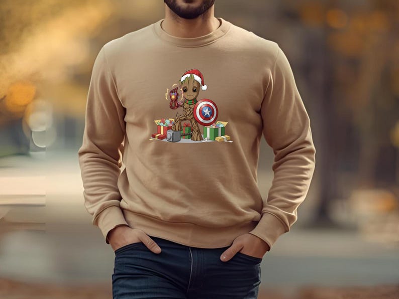 Baby Groot Christmas Tee,funny Marvel Holiday Tee,groot With Infinity ...