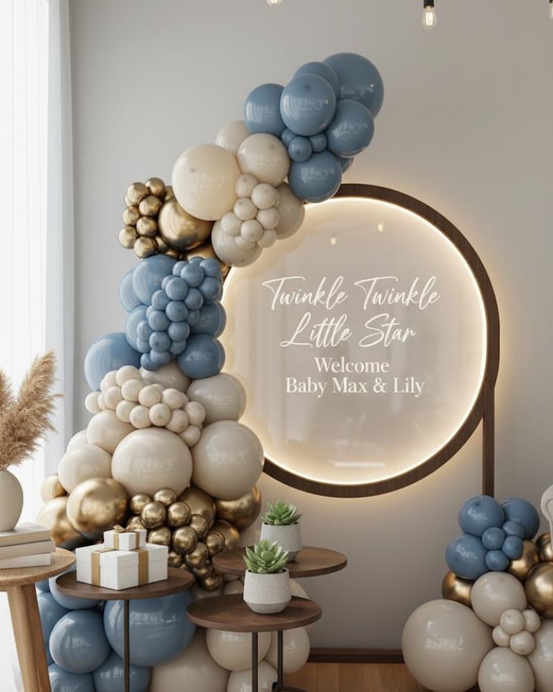 Baby Shower Balloon Arch Kit: Dusty Blue, Cream & Gold DIY Decor - Etsy
