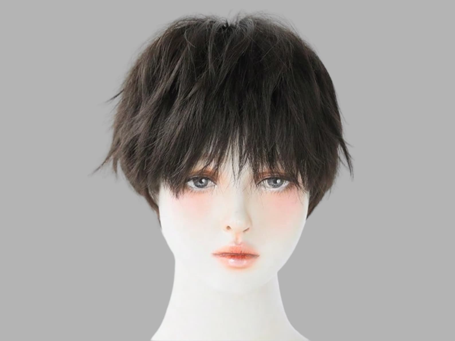 Dark Brown Pixie Cut Wig With Bangs Soft Synthetic Fiber - Etsy