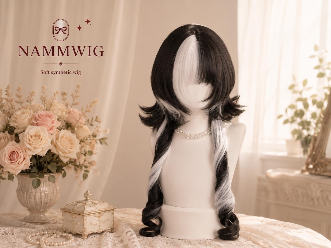 Gothic Two-tone Long Synthetic Wig With Curls - Etsy