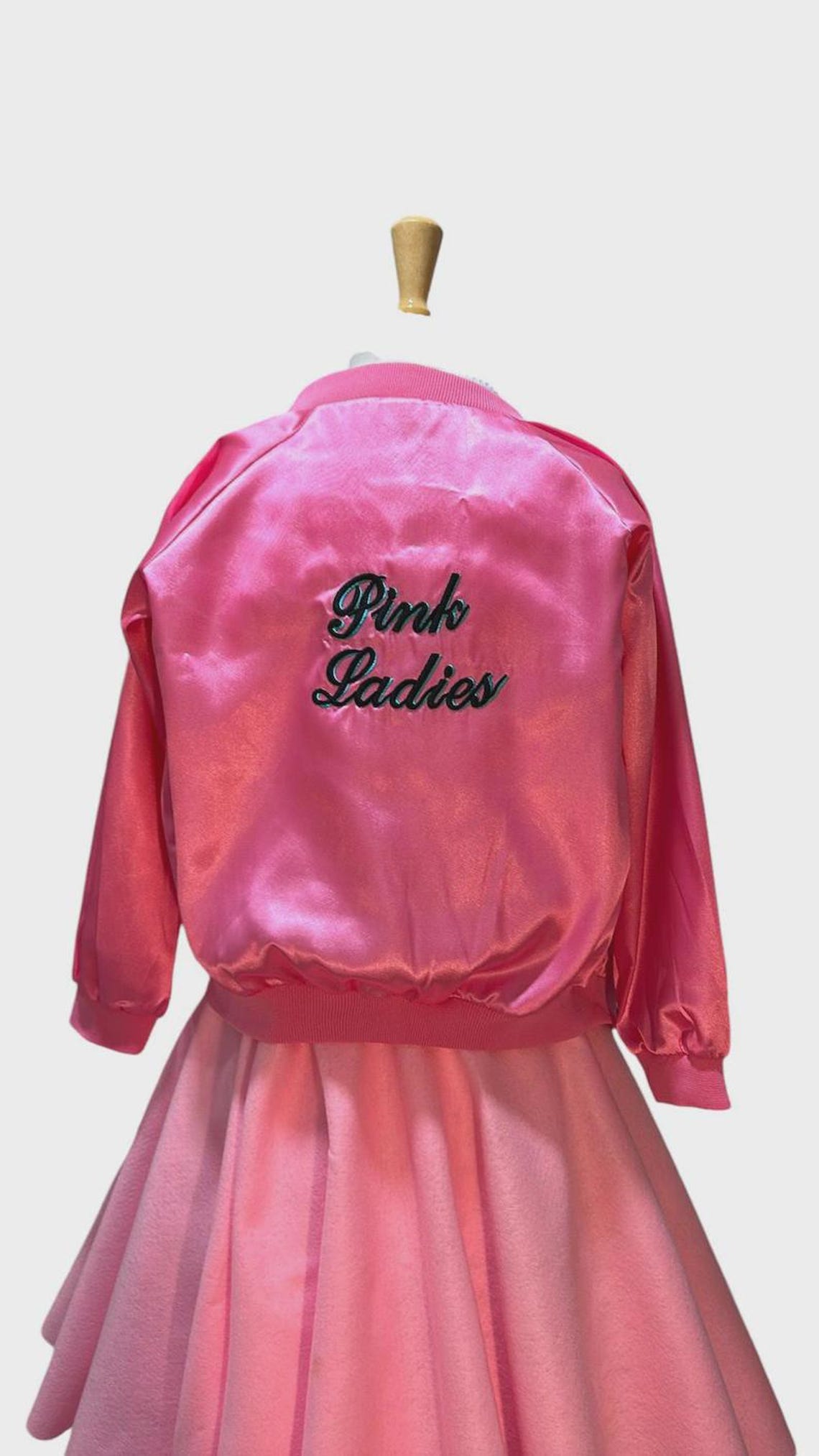 Pink Ladies Satin Jacket - Grease Movie Costume With Embroidered Back ...