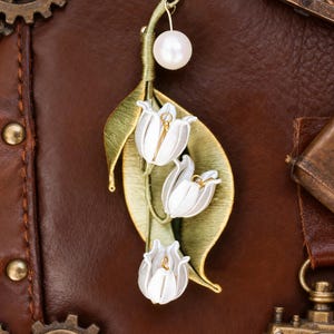Lily of the Valley Flower Brooch, Lily Brooches, Silk Floral Wedding ...