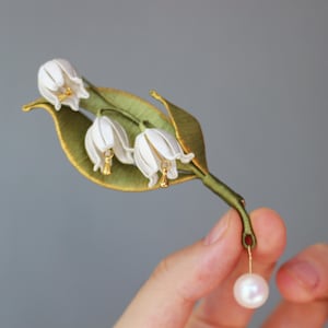 Lily of the Valley Flower Brooch, Lily Brooches, Silk Floral Wedding ...