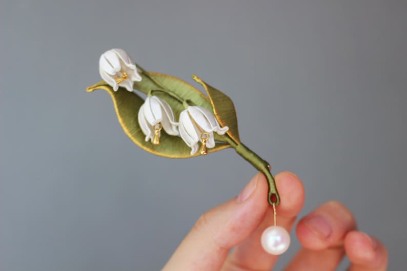 Lily of the Valley Flower Brooch, Lily Brooches, Silk Floral Wedding ...
