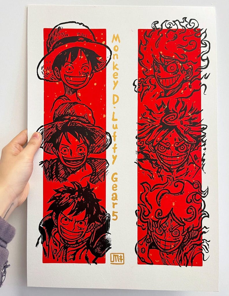 Handmade One Piece Themed Cardboard Wall Decoration - Luffy Gear 5 ...