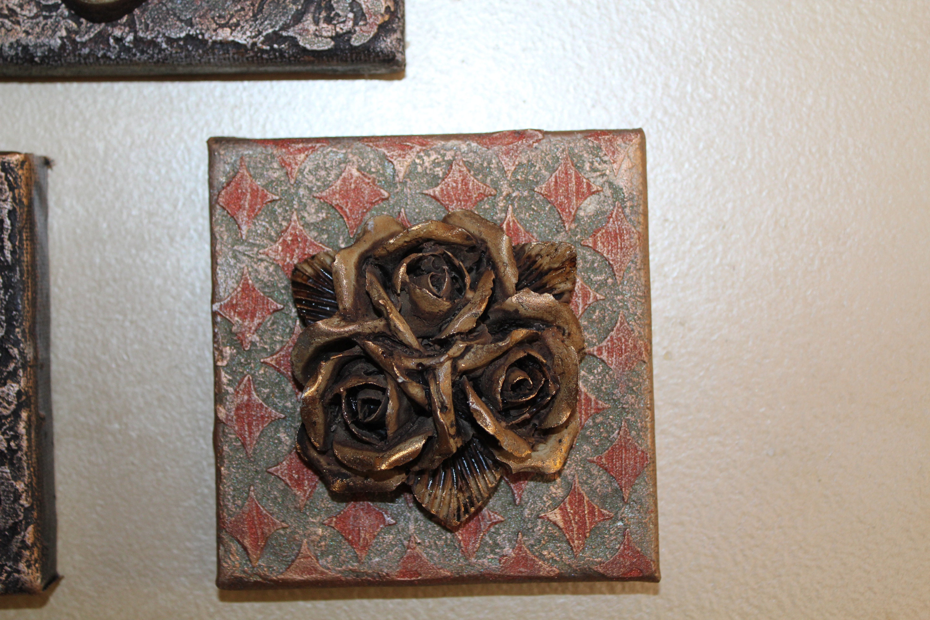 Rose picture flower wall decor flower wall hanging | Etsy