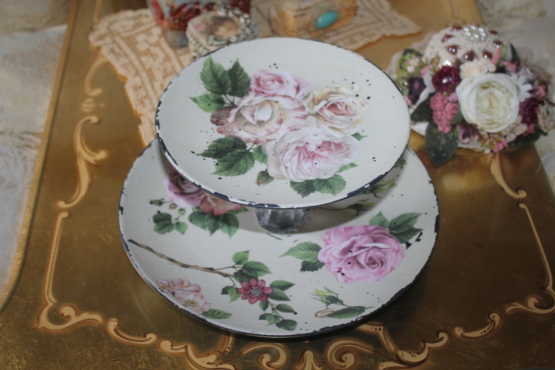 Two Tiered Plate, Two Tier Serving Dish, Two Tier Vintage Plate, Two ...