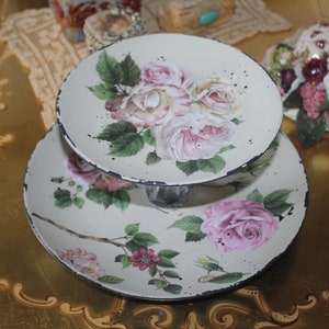 Two Tiered Plate, Two Tier Serving Dish, Two Tier Vintage Plate, Two ...