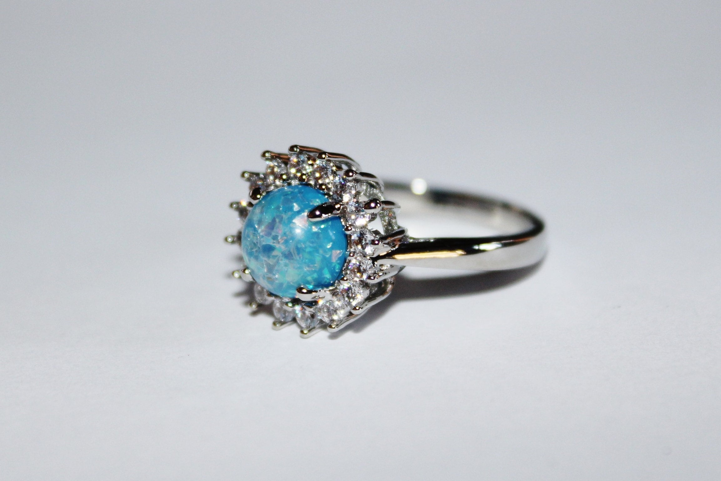 Anillo de ópalo anillo de ópalo azul anillo de plata ópalo | Etsy