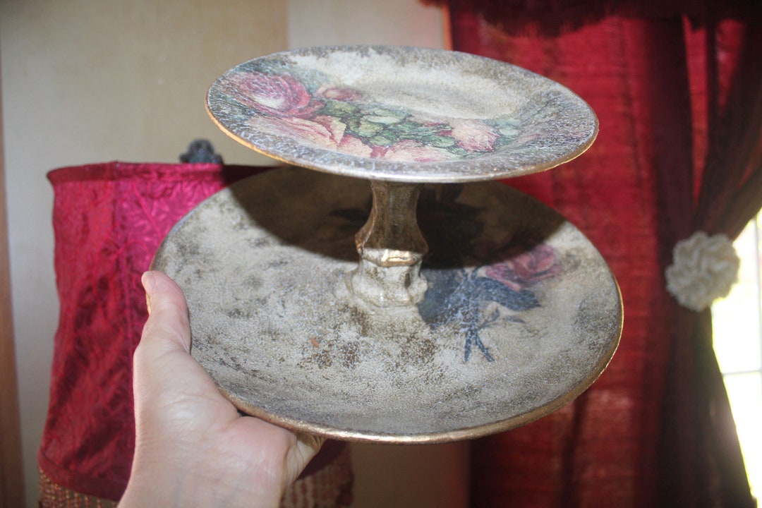Two Tiered Plate, Two Tier Serving Dish, Two Tier Vintage Plate, Two ...