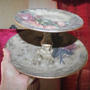 Two Tiered Plate, Two Tier Serving Dish, Two Tier Vintage Plate, Two ...