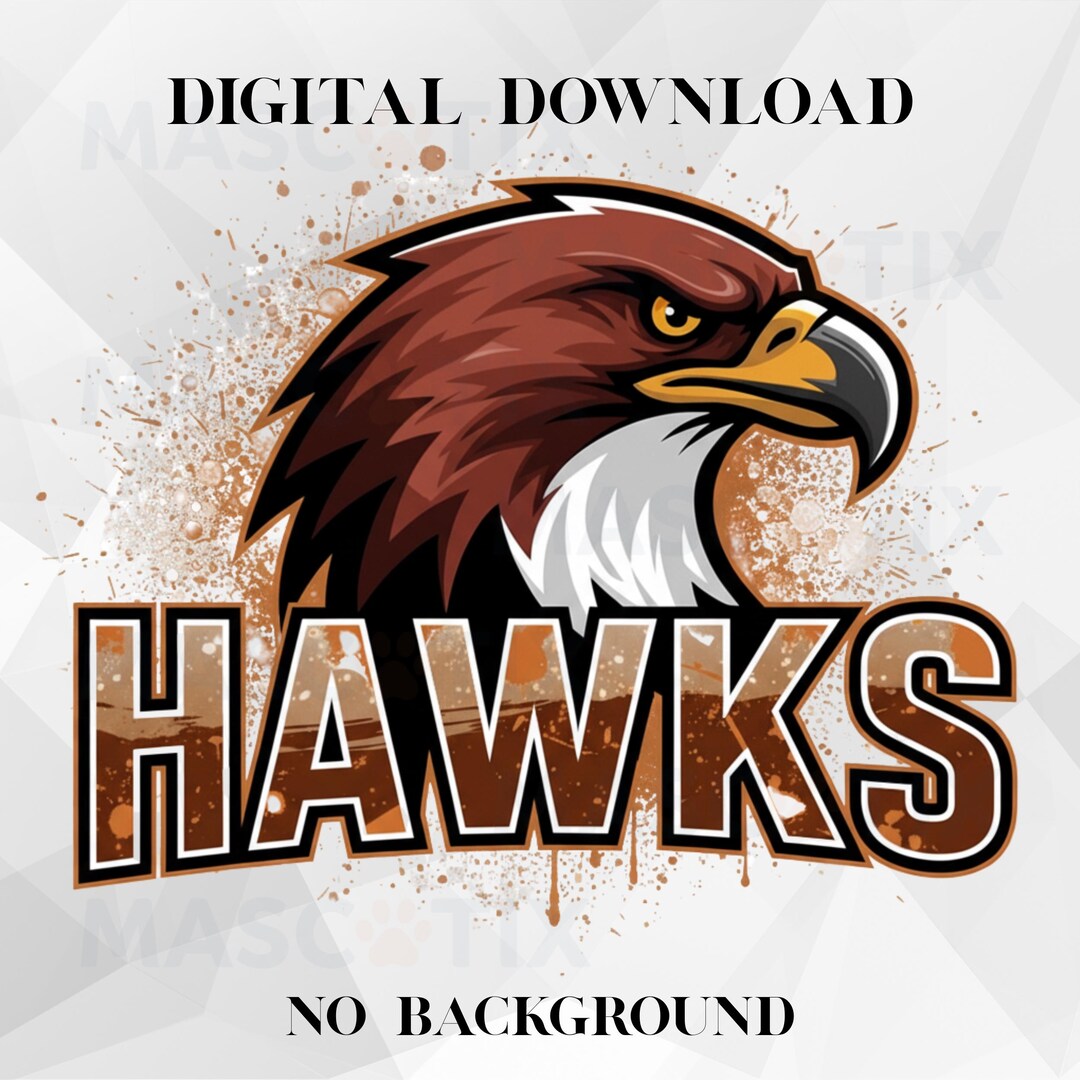 Fierce HAWKS Mascot PNG | Grunge Splatter Sublimation Design ...