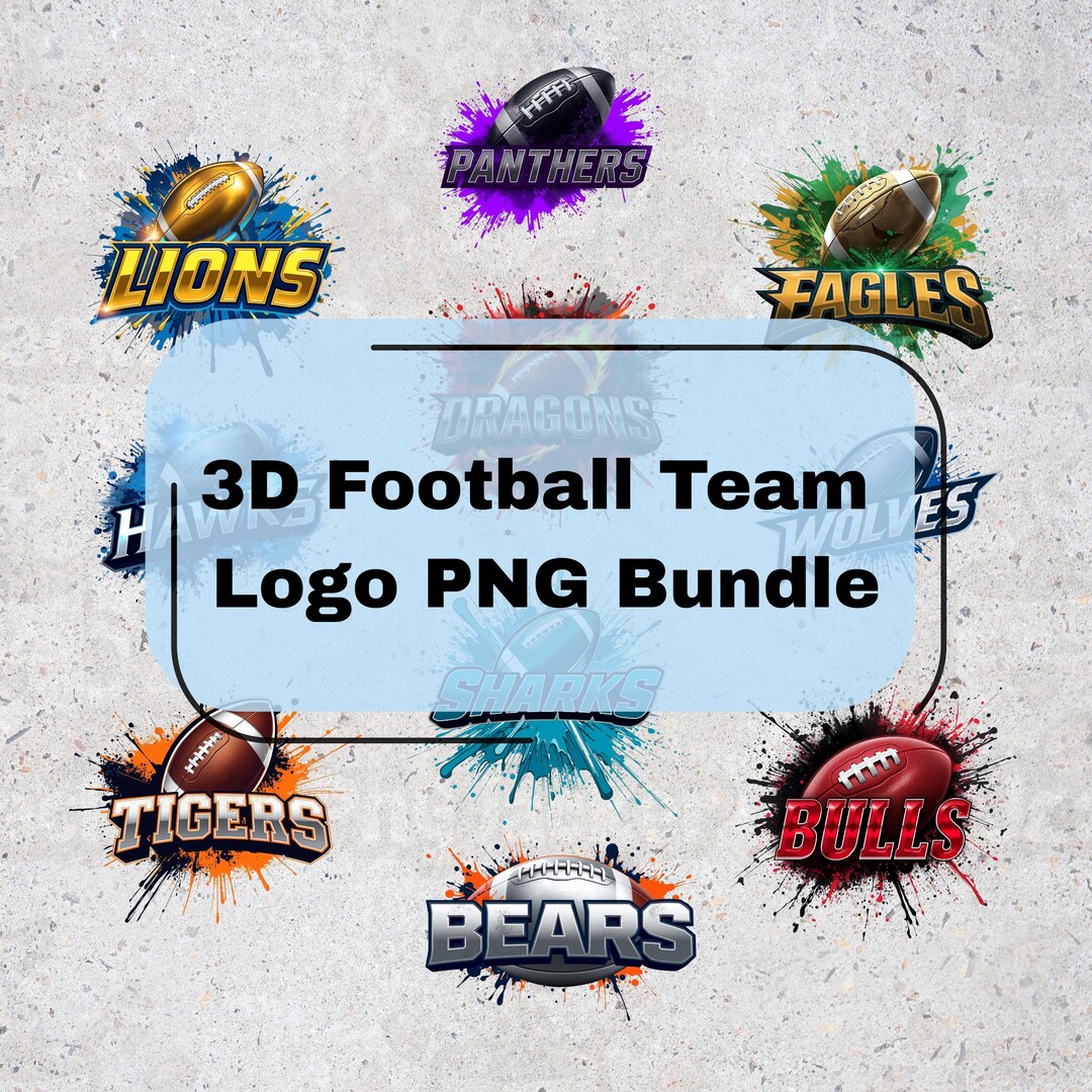 3D Football Team Logo PNG Bundle:animal Mascot Designs - Etsy