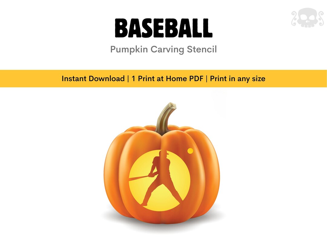 Baseball Pumpkin Stencil: Sports, MLB Halloween Carving Template ...
