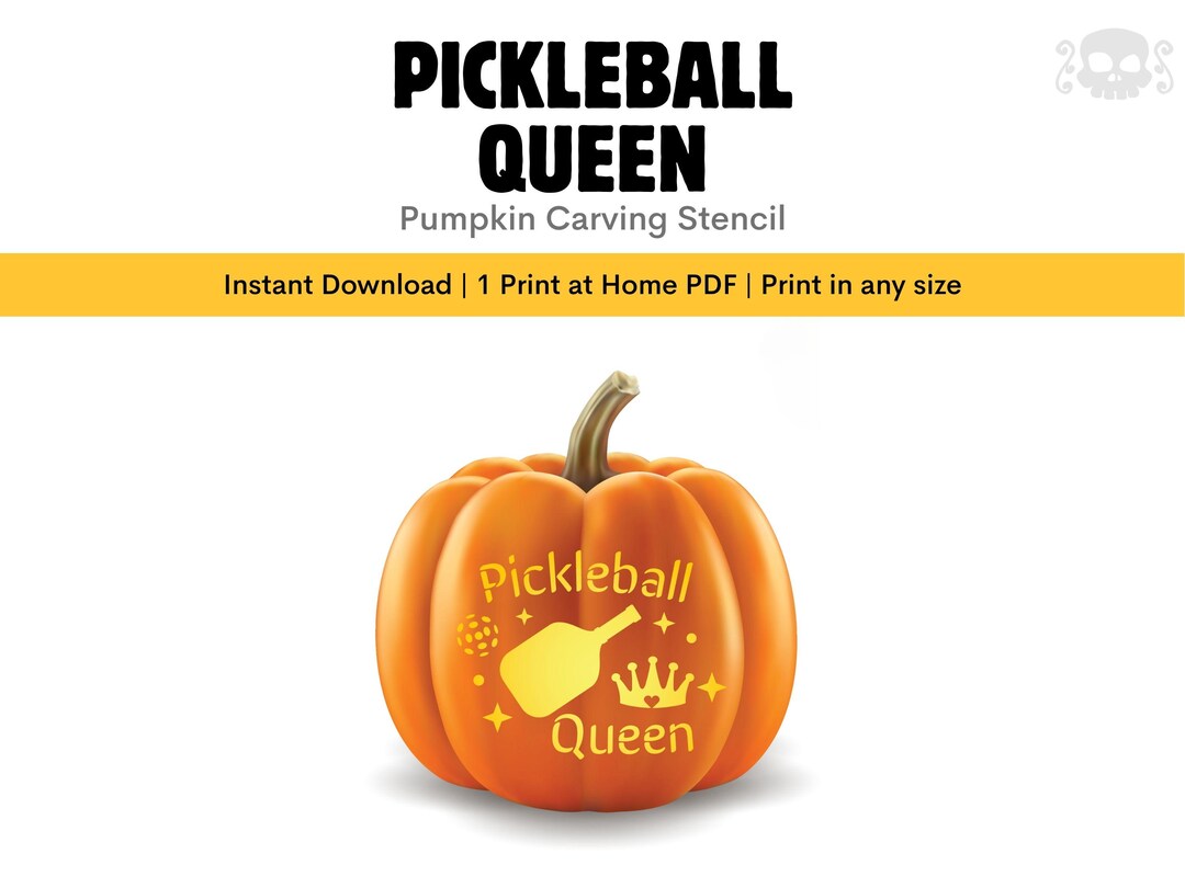 Pickleball Queen Pumpkin Stencil: Trending Halloween Carving Designs ...