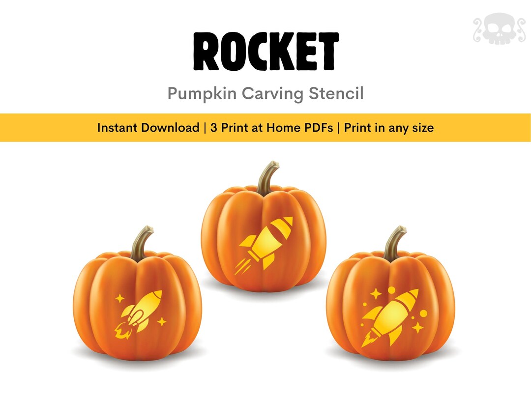 Rocket Pumpkin Stencil: Science Theme Halloween Carving Template ...