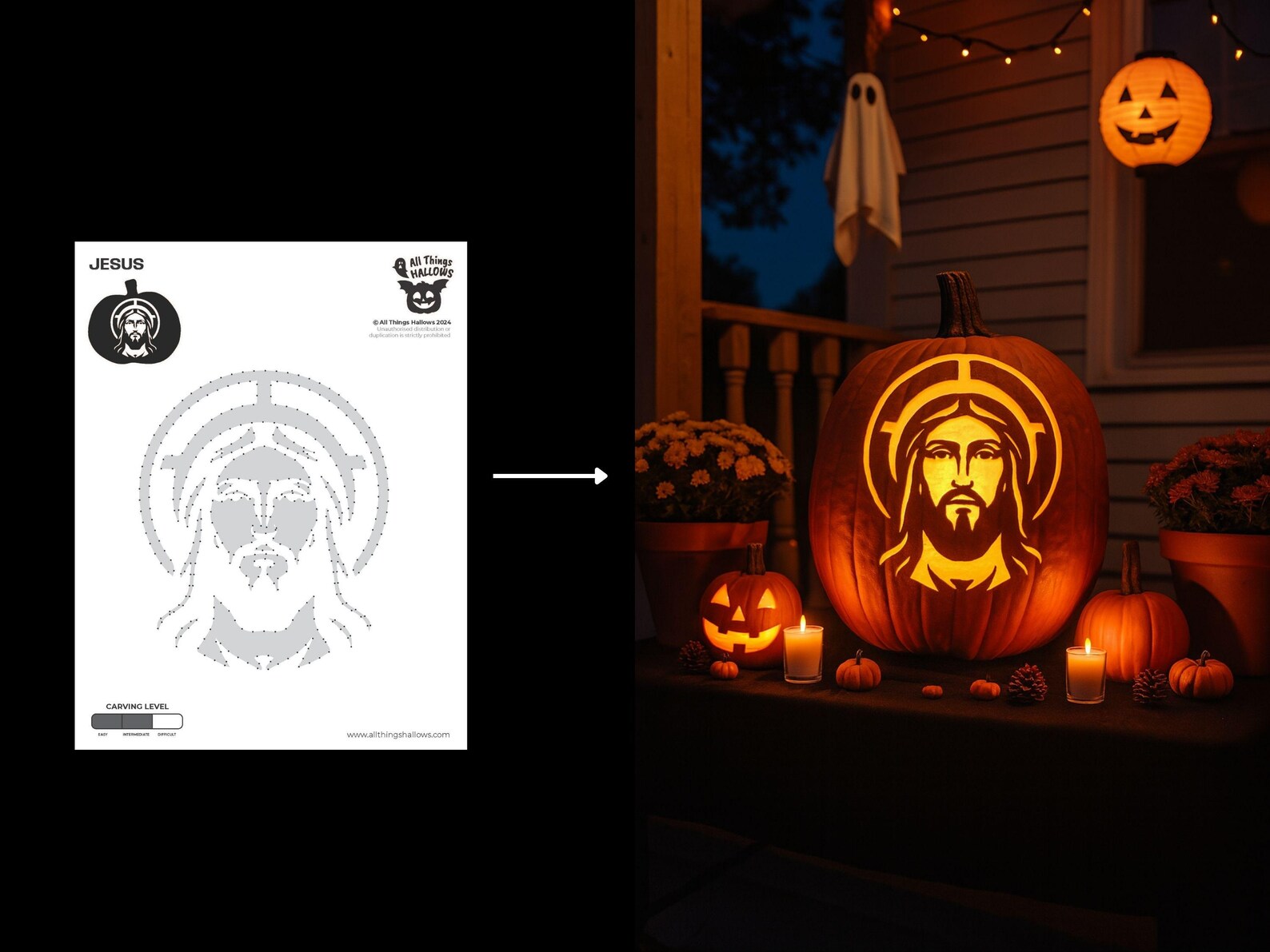 Christian Pumpkin Carving Stencil Bundle: 8 Printable Religious ...