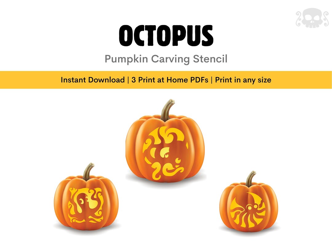 OCTOPUS Pumpkin Stencil: Creepy Sea Creature Template Ideas for ...