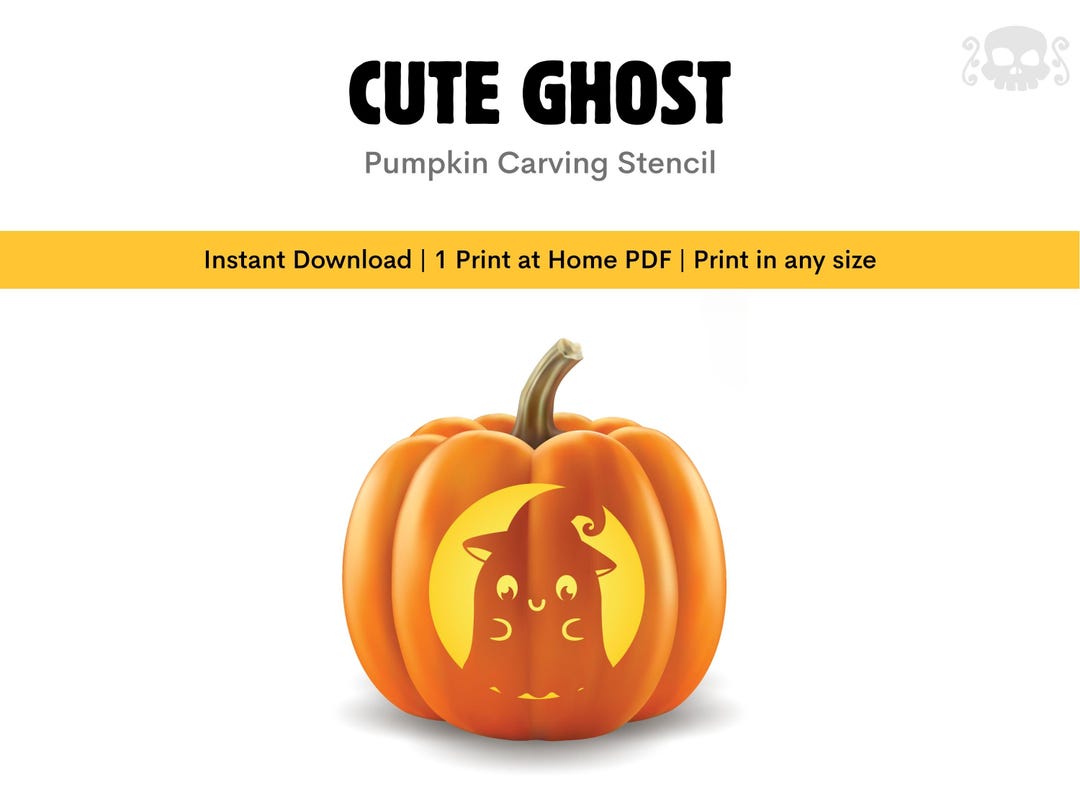 Cute Ghost Pumpkin Stencil: Fun Halloween Carving Template Pattern ...