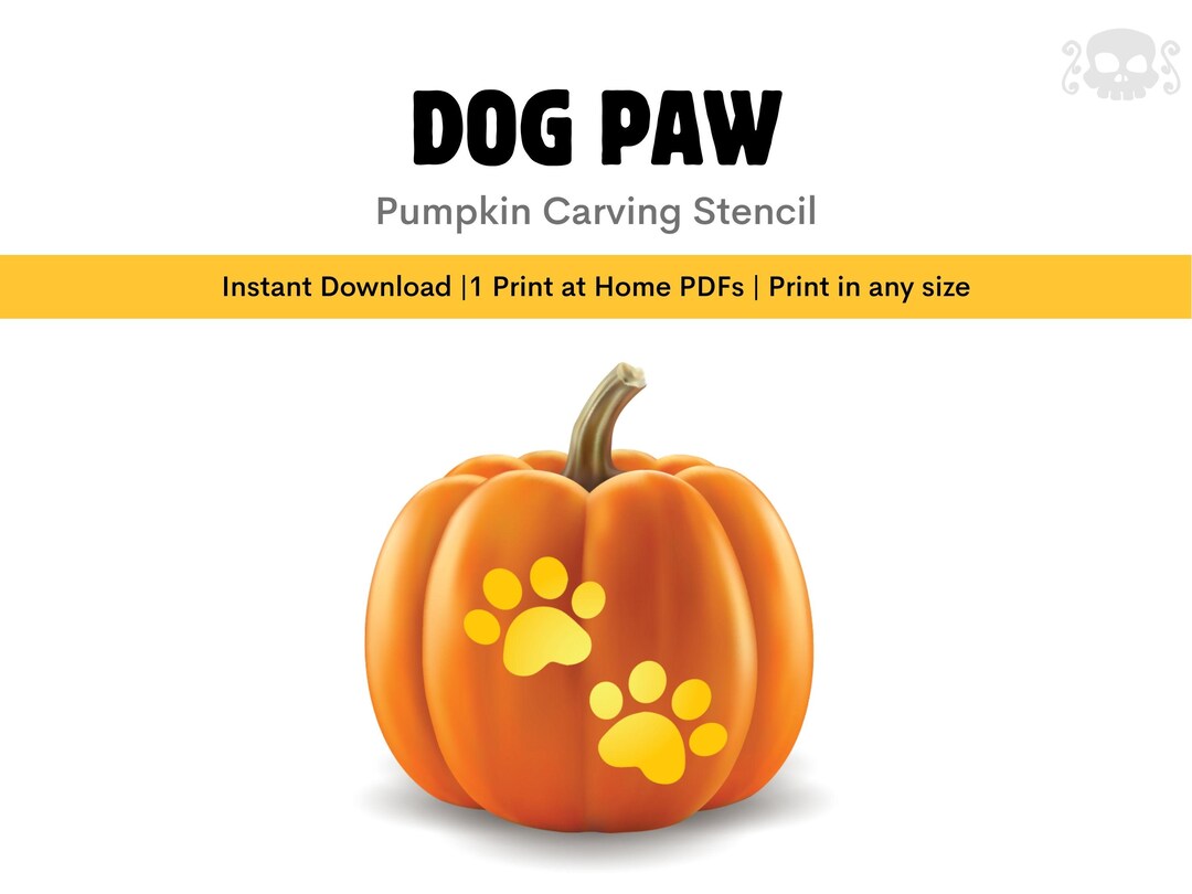 Dog Paw Pumpkin Stencil: Printable Puppy Paw Halloween Templates ...