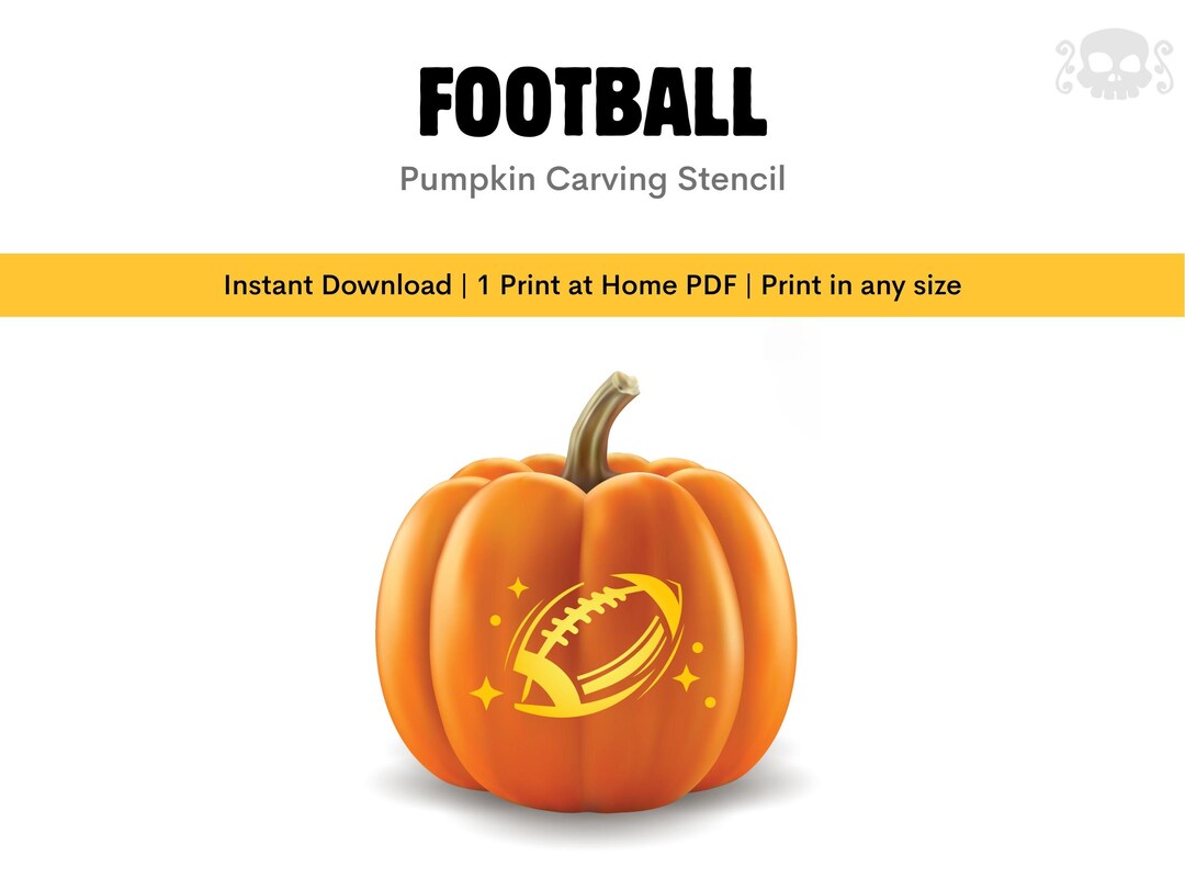 Football Pumpkin Stencil: NFL Ball Halloween Carving Pattern Templates ...