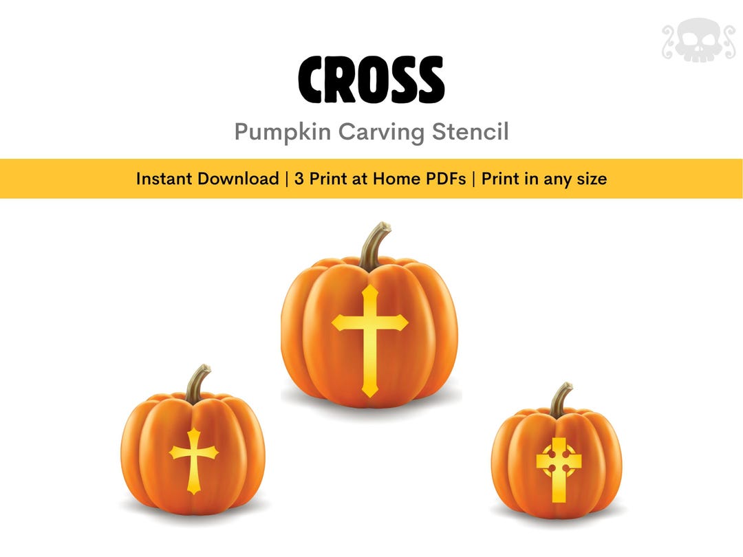 Cross Pumpkin Carving Stencil: Religious Christian Halloween Patterns ...