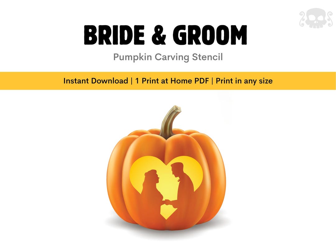 Bride & Groom Pumpkin Stencil: Halloween Carving Template Designs for ...