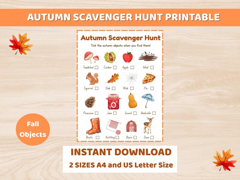 Autumn Scavenger Hunt Printable for Children | Autumn Activity ...