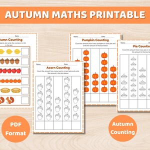 Autumn Math Worksheets, Preschool Counting, Addition, Number Tracing ...