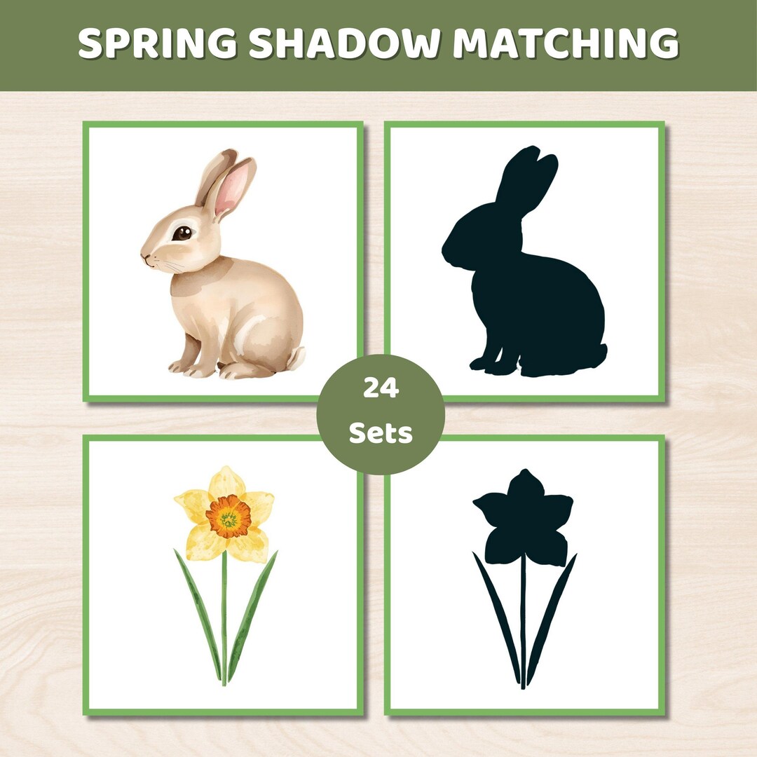 Spring Shadow Matching Cards, Preschool Printable Activity (digital ...