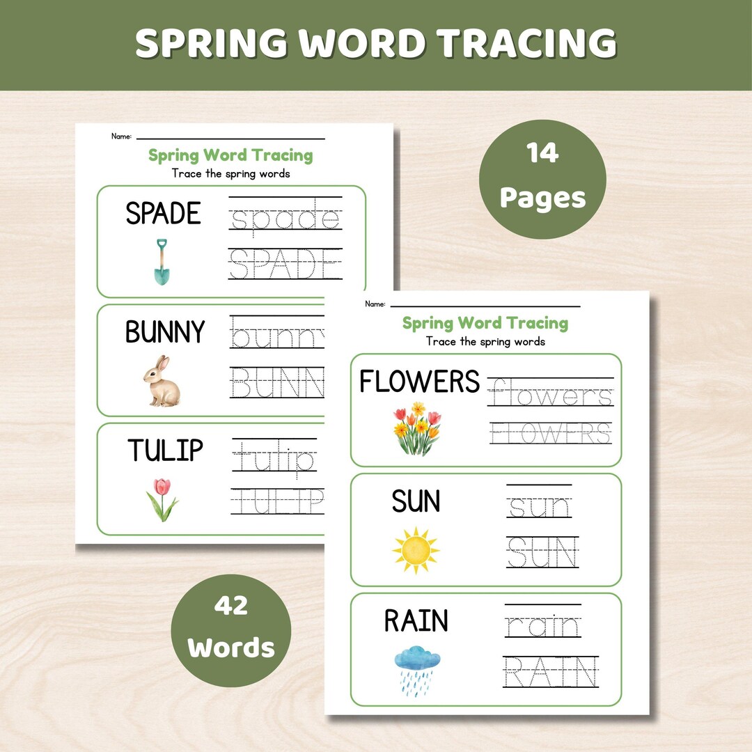 Spring Word Tracing Printable, Handwriting Practice Kindergarten ...