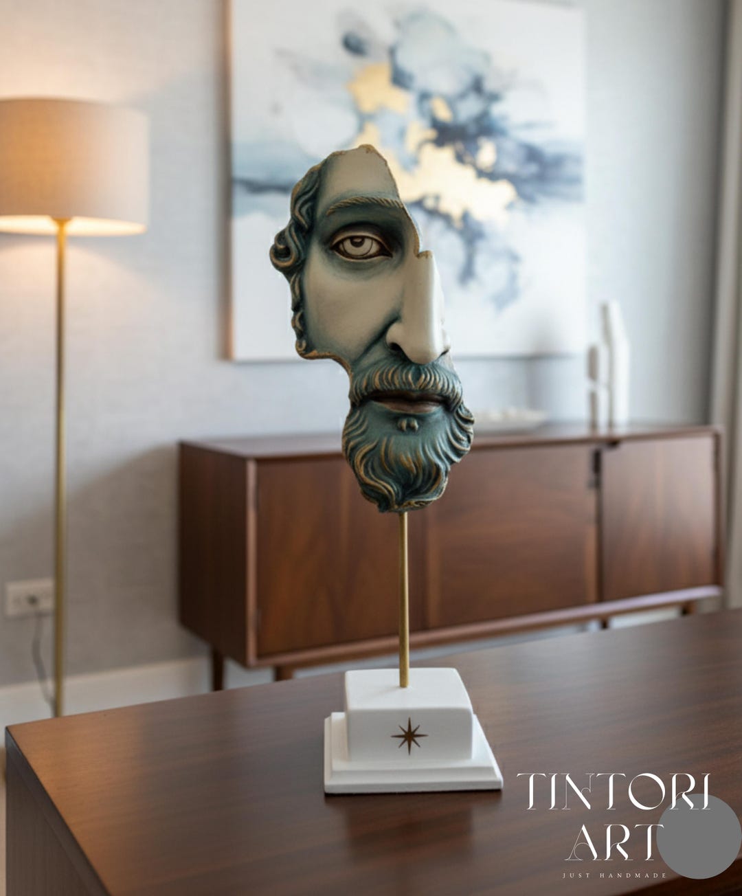 Hand Painted Zeus Bust on Base – Greek God Sculpture – Classical Resin ...