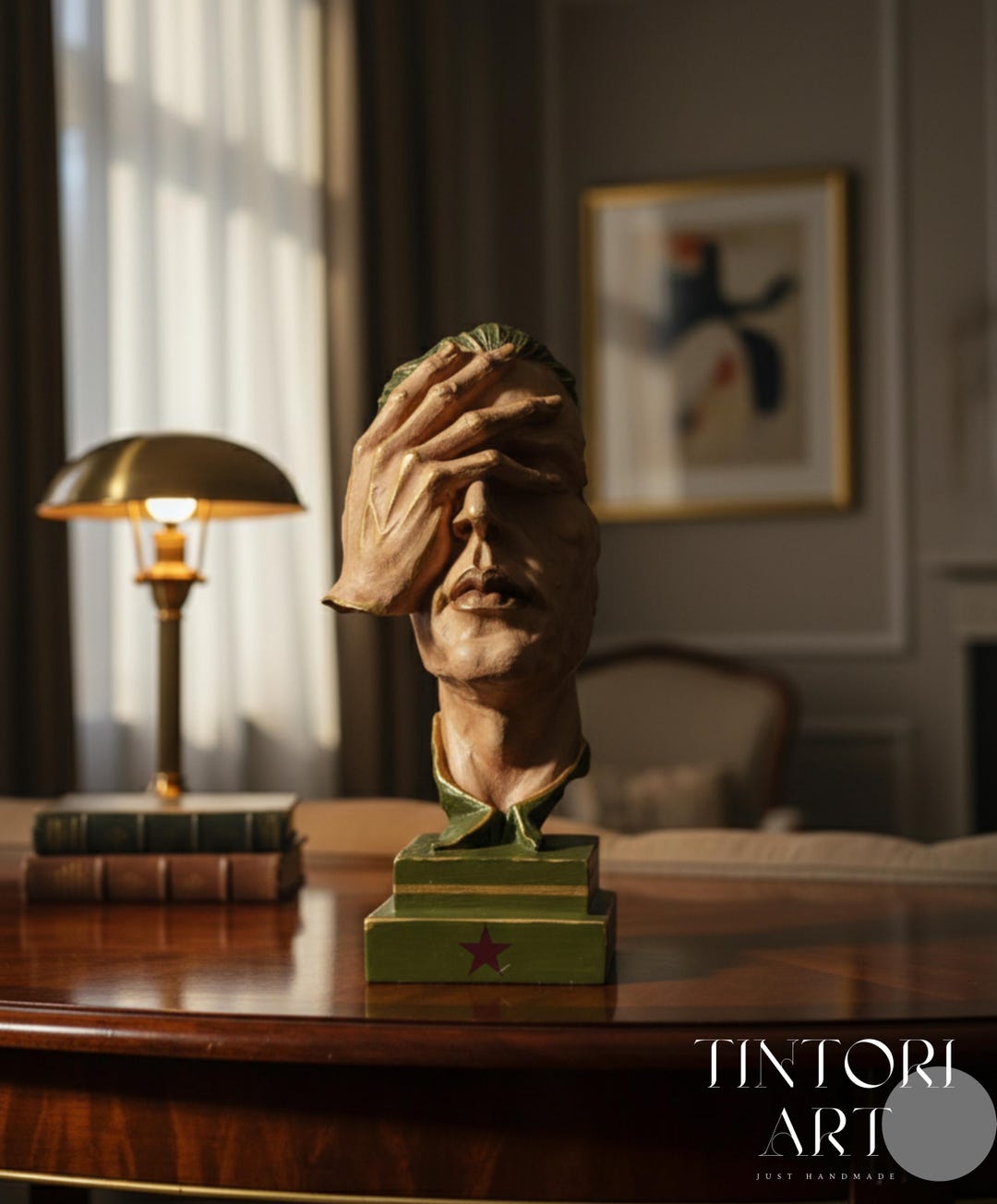 Hand Painted “see No Evil” Mask Bust – Abstract Resin Sculpture ...
