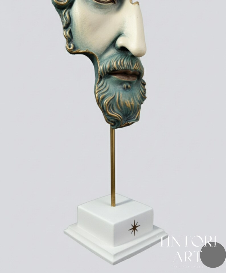Hand Painted Zeus Bust on Base – Greek God Sculpture – Classical Resin ...