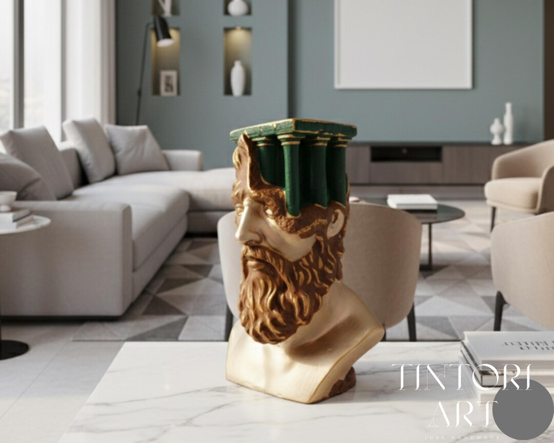 Zeus of Olympus Bust Sculpture – Handmade Hand Painted Greek God Statue ...