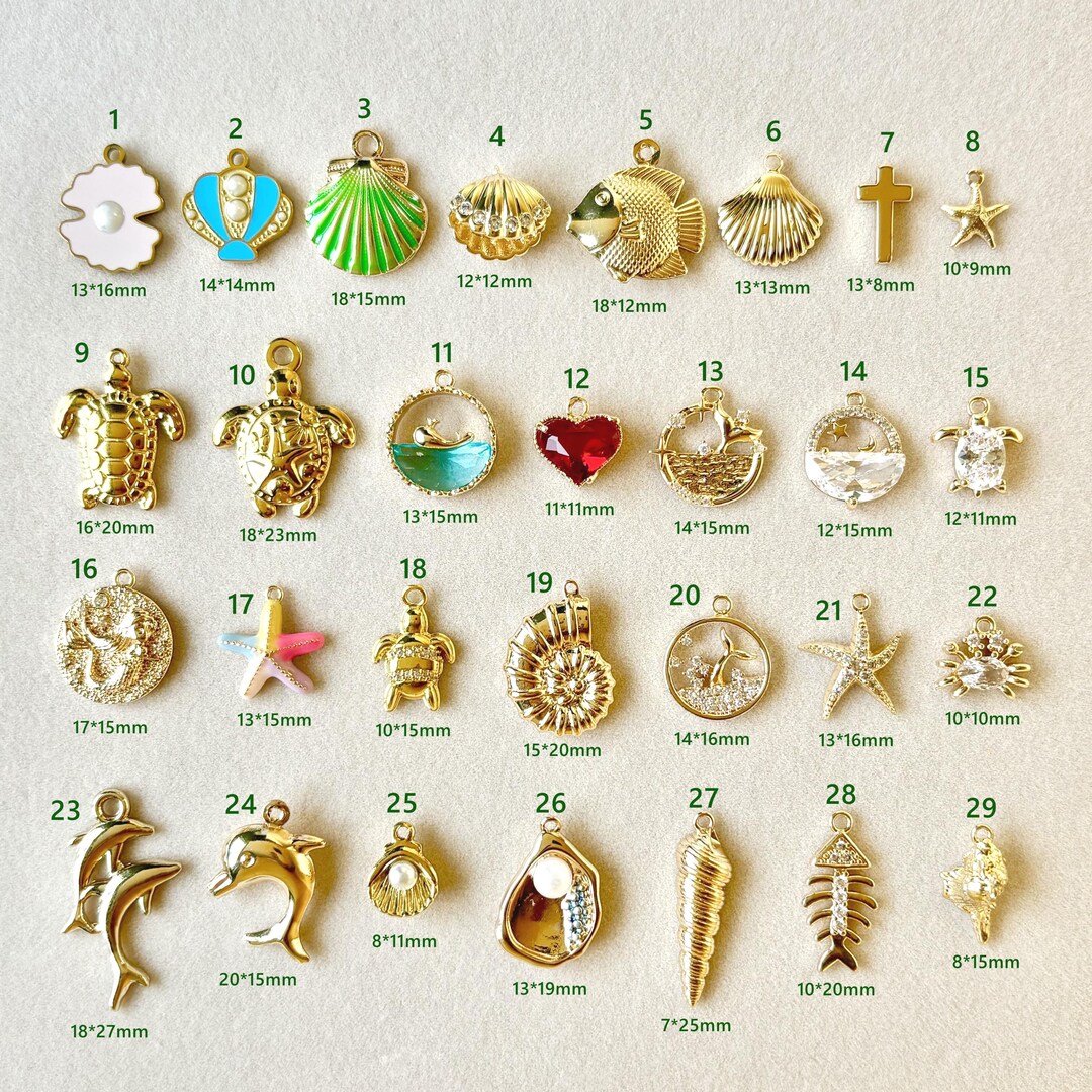 Ocean Series Charms, Gold Charms for Jewelry Making, Journal Charms ...