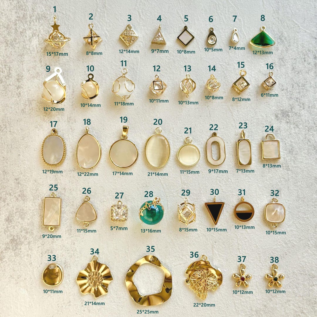 Gold Charms for Jewelry Making, Geometric Small Pendant Journal Charm ...