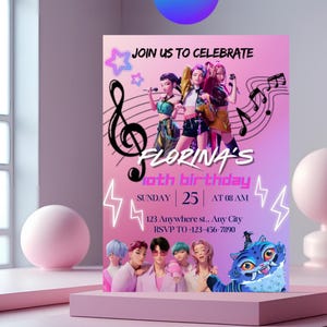 Dark Fantasy Birthday Invitation | K-pop Anime Style | Editable Canva ...
