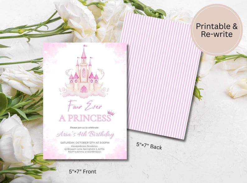 Princess Castle Birthday Invitation: Fairytale Theme, Editable Canva ...