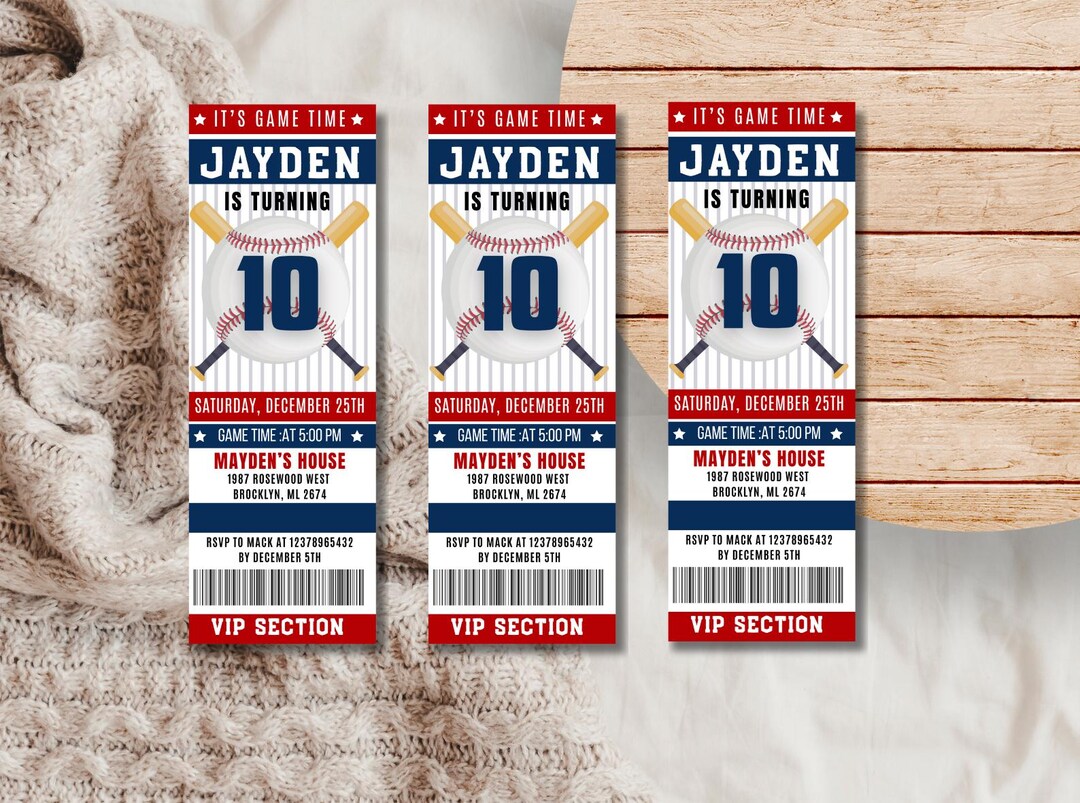 Editable Baseball Ticket Template, Custom Baseball Ticket Birthday ...
