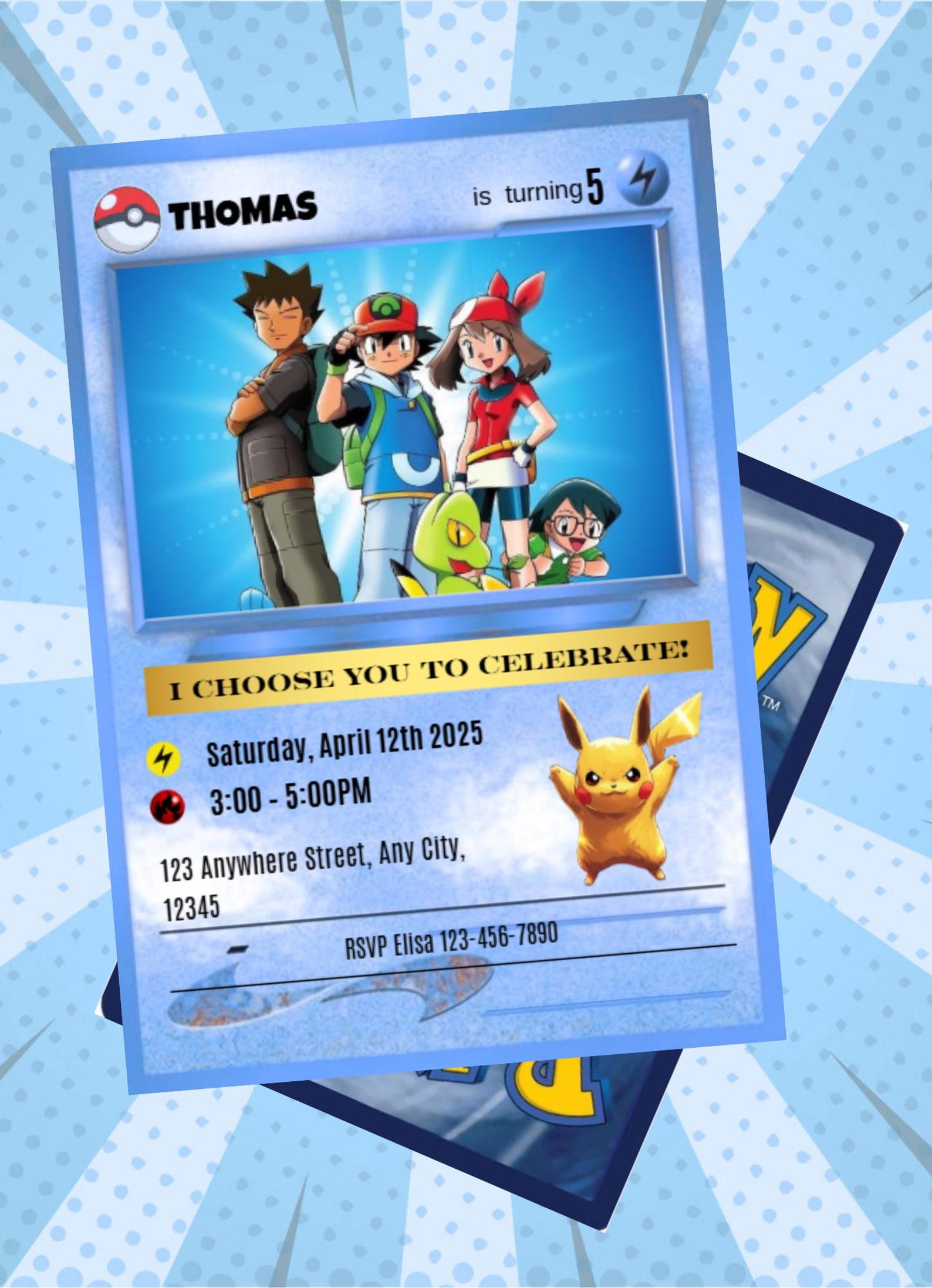 Editable Birthday Invitation Pokemon, Instant Download Digital Invite ...
