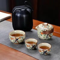 Gong Fu Tea Set: Glazed Ceramic With Bamboo Tray - Etsy