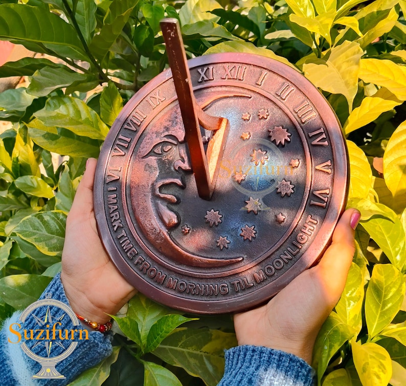 Moon and Star Garden Sundial, Cast Iron With Verdigris Finish - Etsy